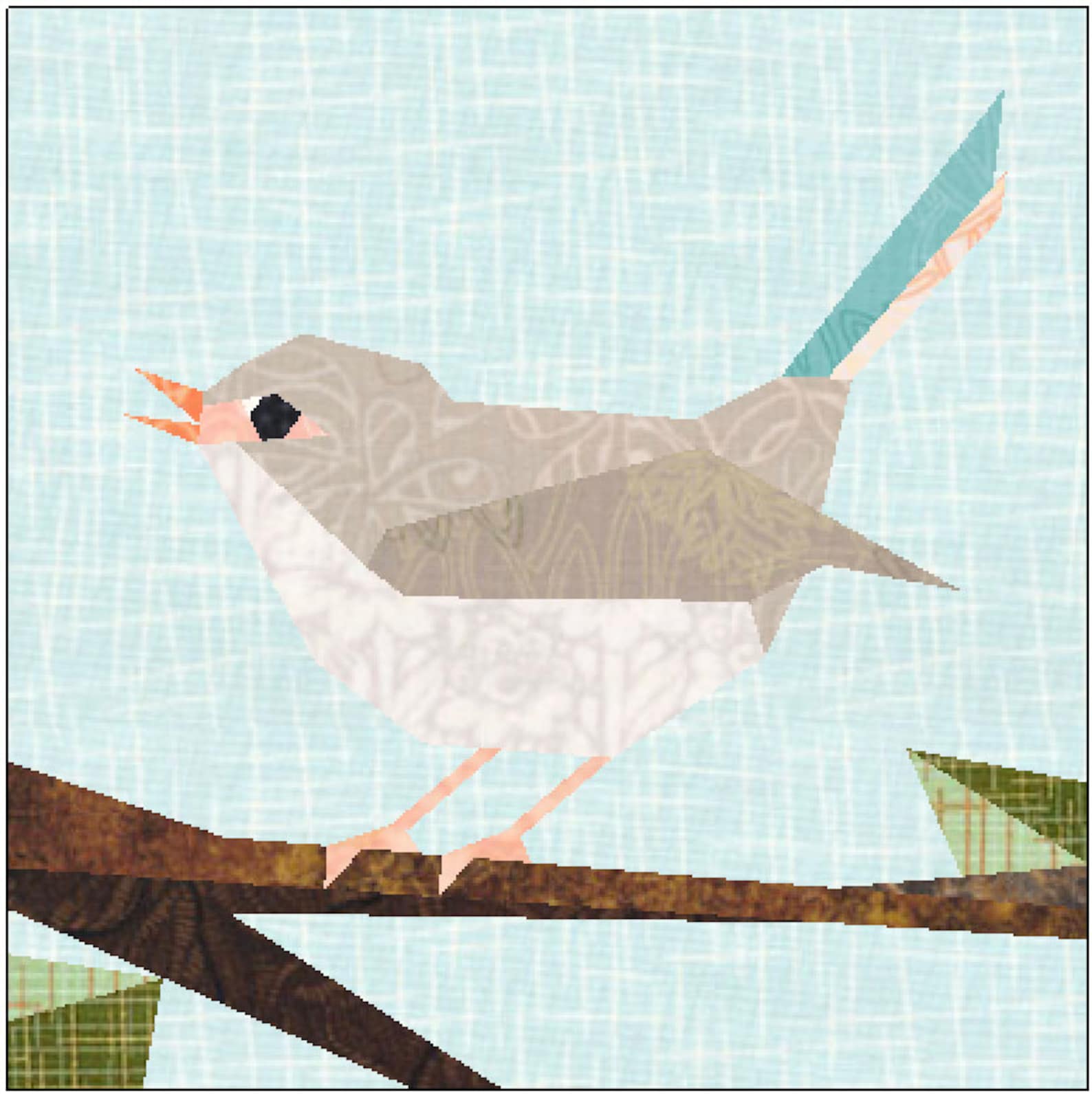 Fairy Wren Female FPP Foundation Paper Piecing 10 X 10' Bird Quilt ...