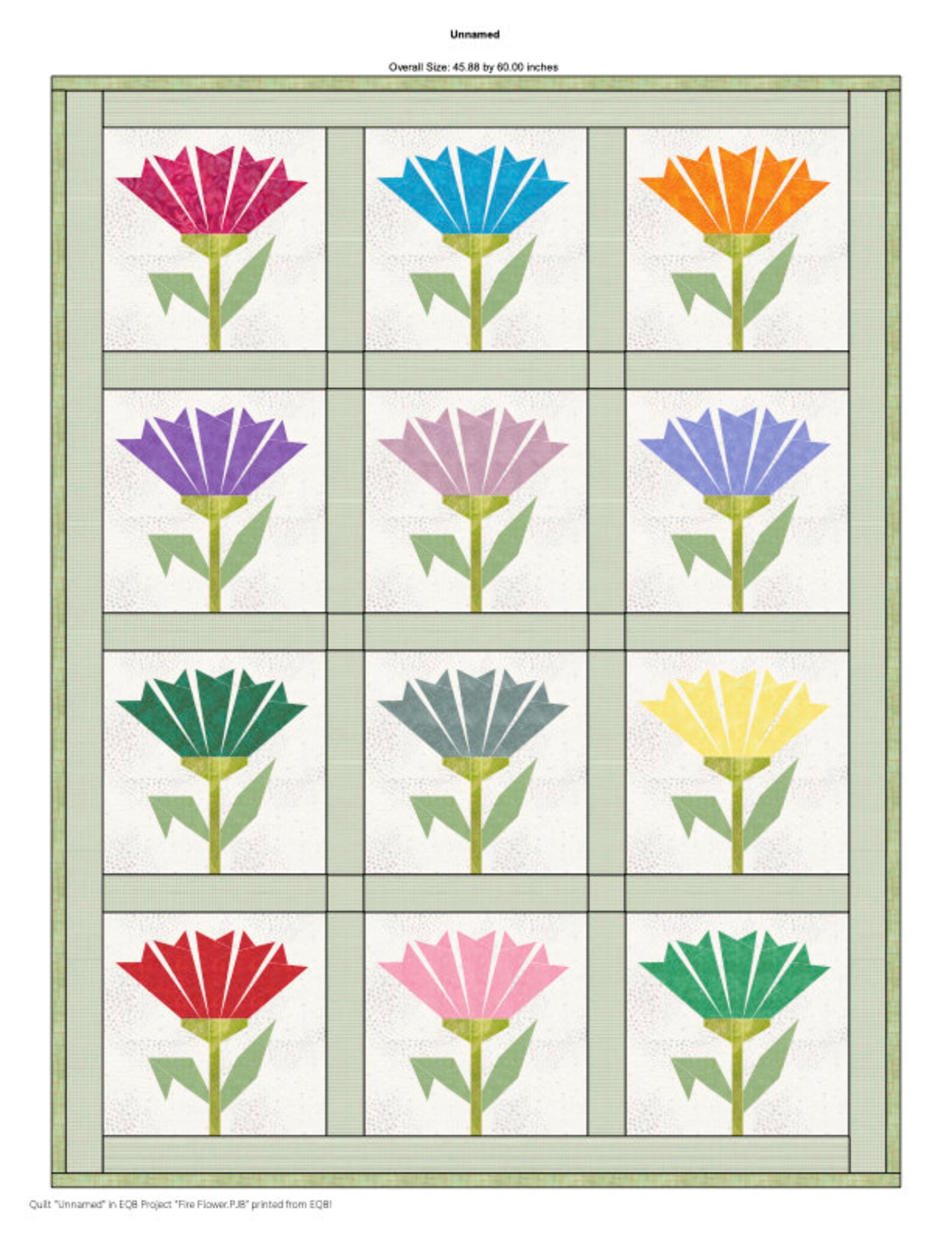 Fire Flower Digital FPP Pattern, Foundation Paper Piecing Instant ...