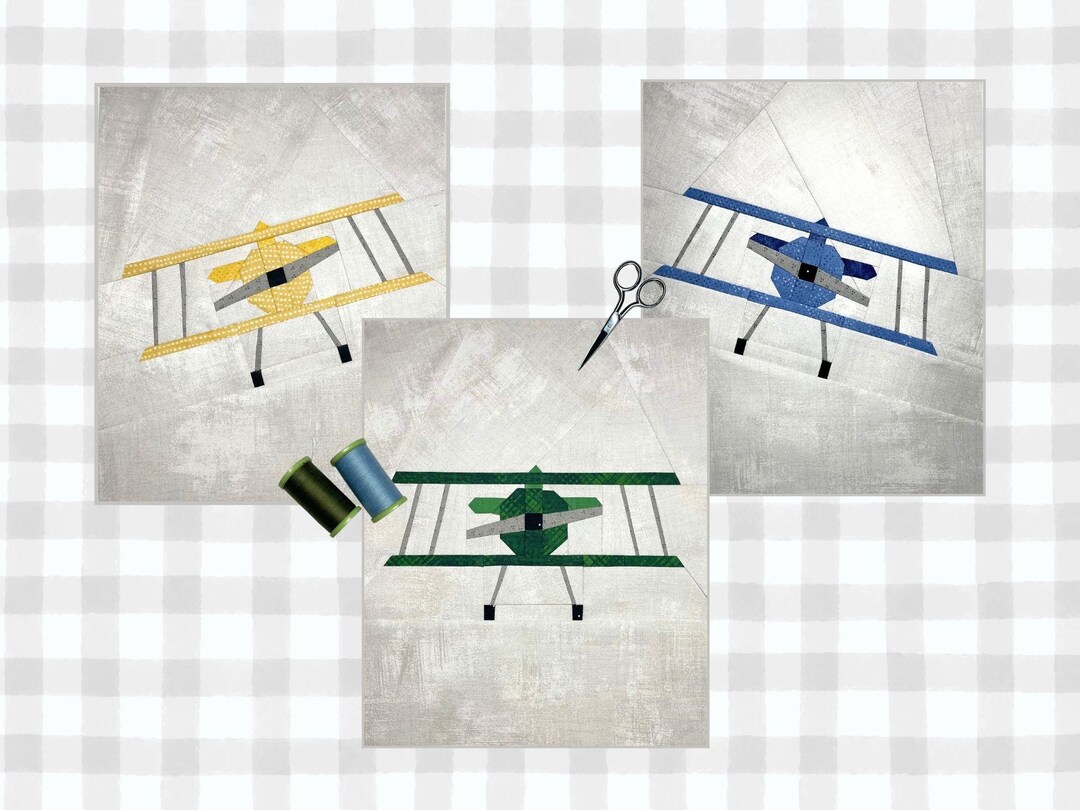 Biplane Blitz Airshow FPP Patterns | Set of 3 - 10"x12" Block ...