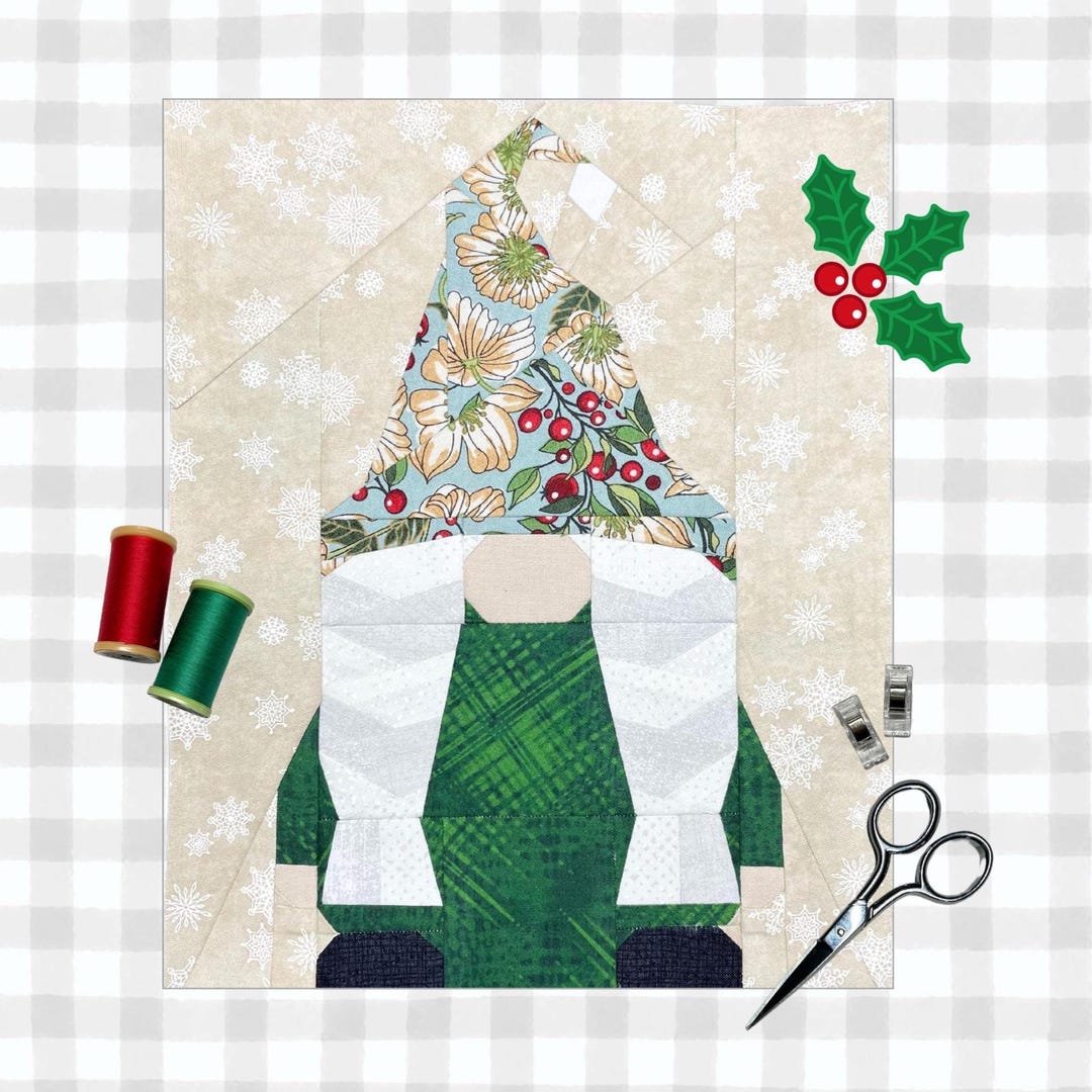 Lilliput the Gnome FPP Pattern | Foundation Paper Pieced Quilt Block ...