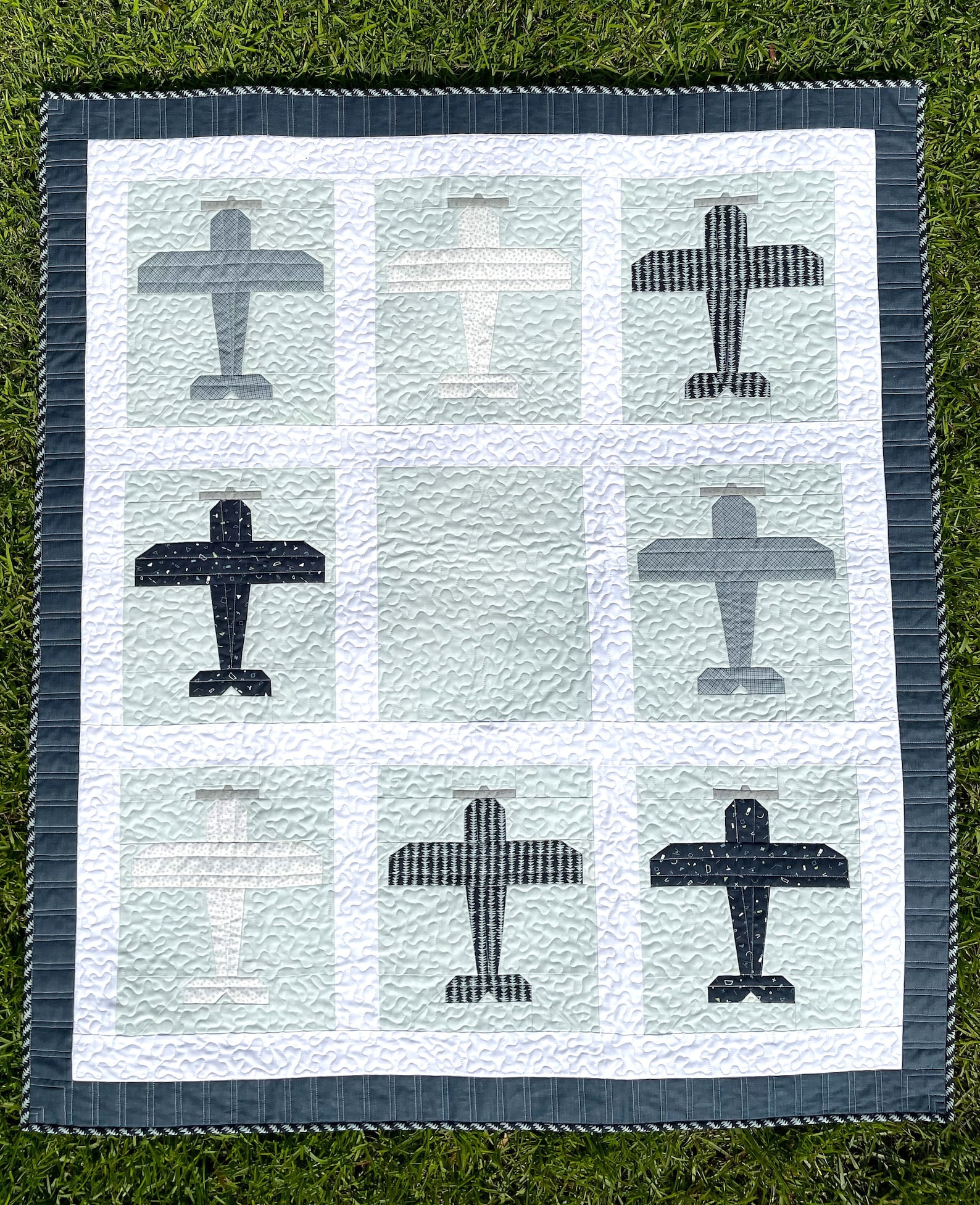 Biplane Blitz FPP & Quilt Pattern | Finished Size: 42"x48" | Foundation ...