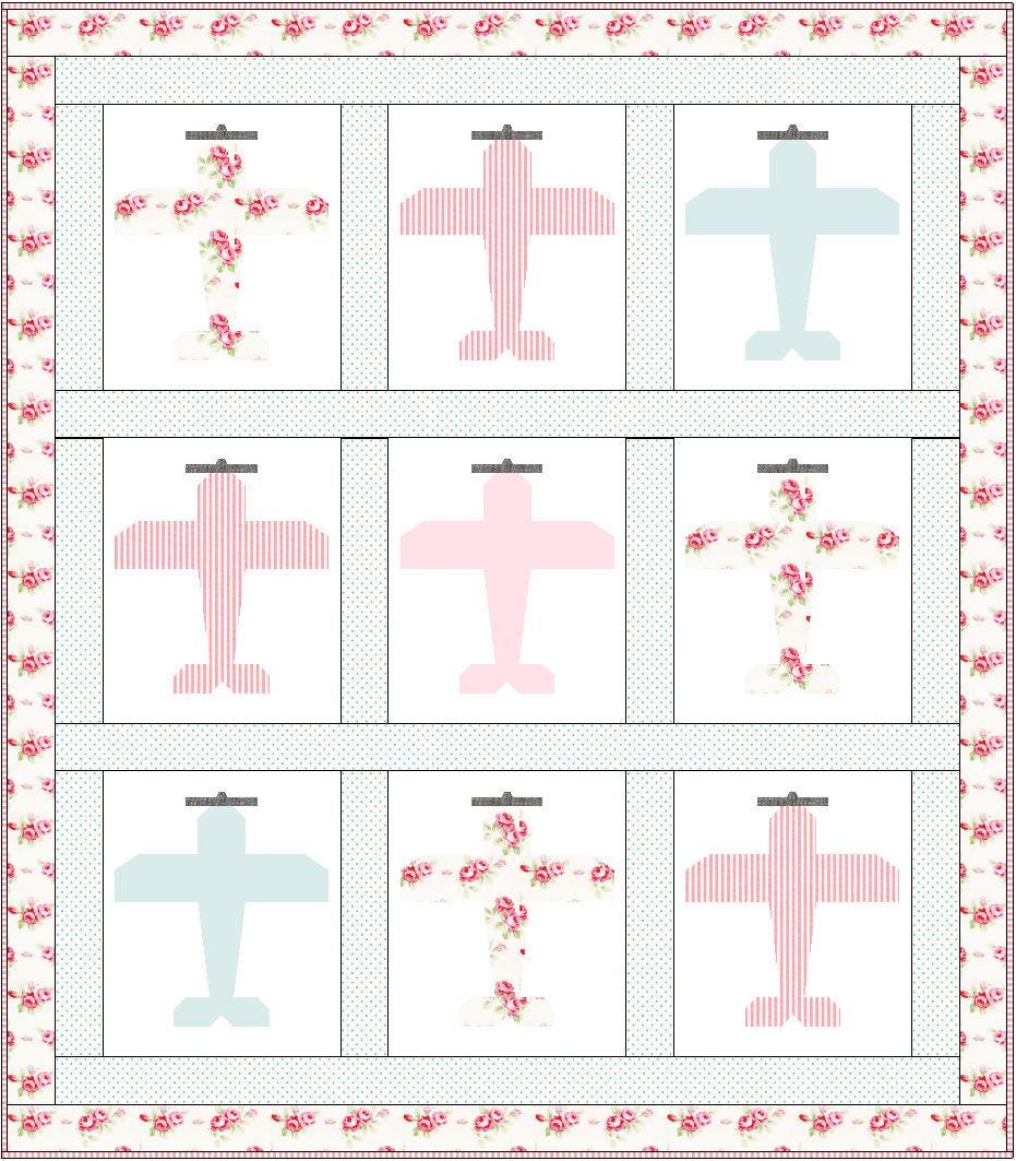 Biplane Blitz FPP & Quilt Pattern | Finished Size: 42"x48" | Foundation ...