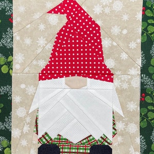 Gnome for the Holidays FPP Patterns | Foundation Paper Piecing Pattern | 8"x10" Block's - Etsy
