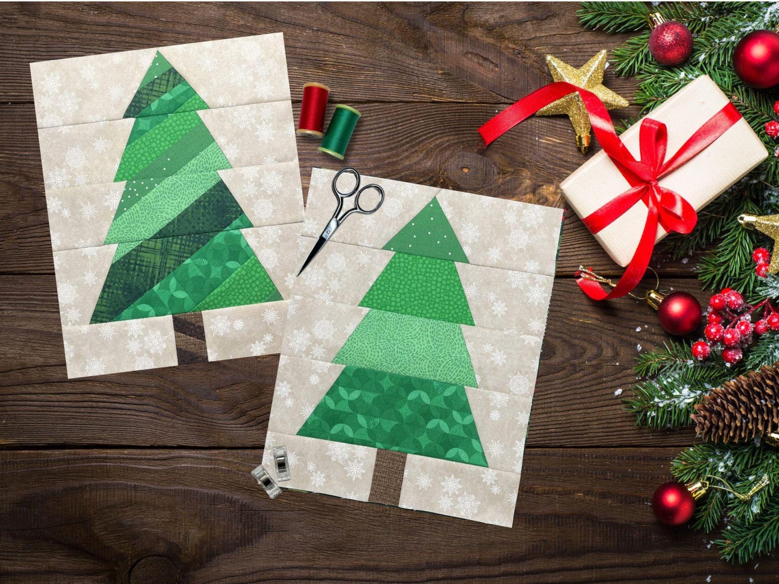 Pine Tree FPP Pattern | 2 Designs | Foundation Paper Pieced Quilt Block ...