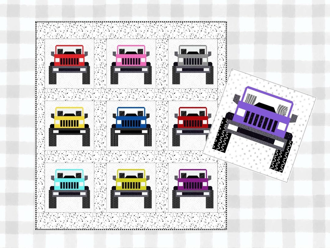 Off-road 4x4 FPP & Quilt Pattern | Finished Quilt Size: 46" X 50 ...