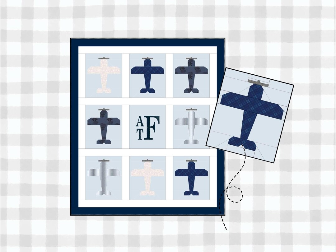 Biplane Blitz FPP & Quilt Pattern | Finished Size: 42"x48" | Vintage ...