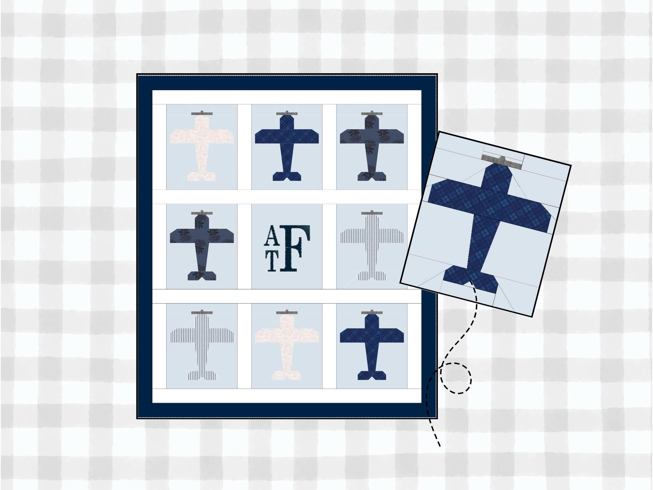 Biplane Blitz FPP & Quilt Pattern Finished Size: 42x48 Vintage Airplane ...