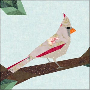 Northern Cardinal FPP Quilt Block Patterns: Songbird Bundle (PDF ...