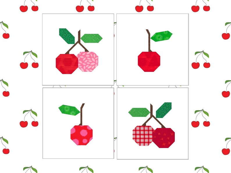 Oh Seaux Cherry FPP & Quilt Pattern | Finished Size: 40"x40" | Digital ...