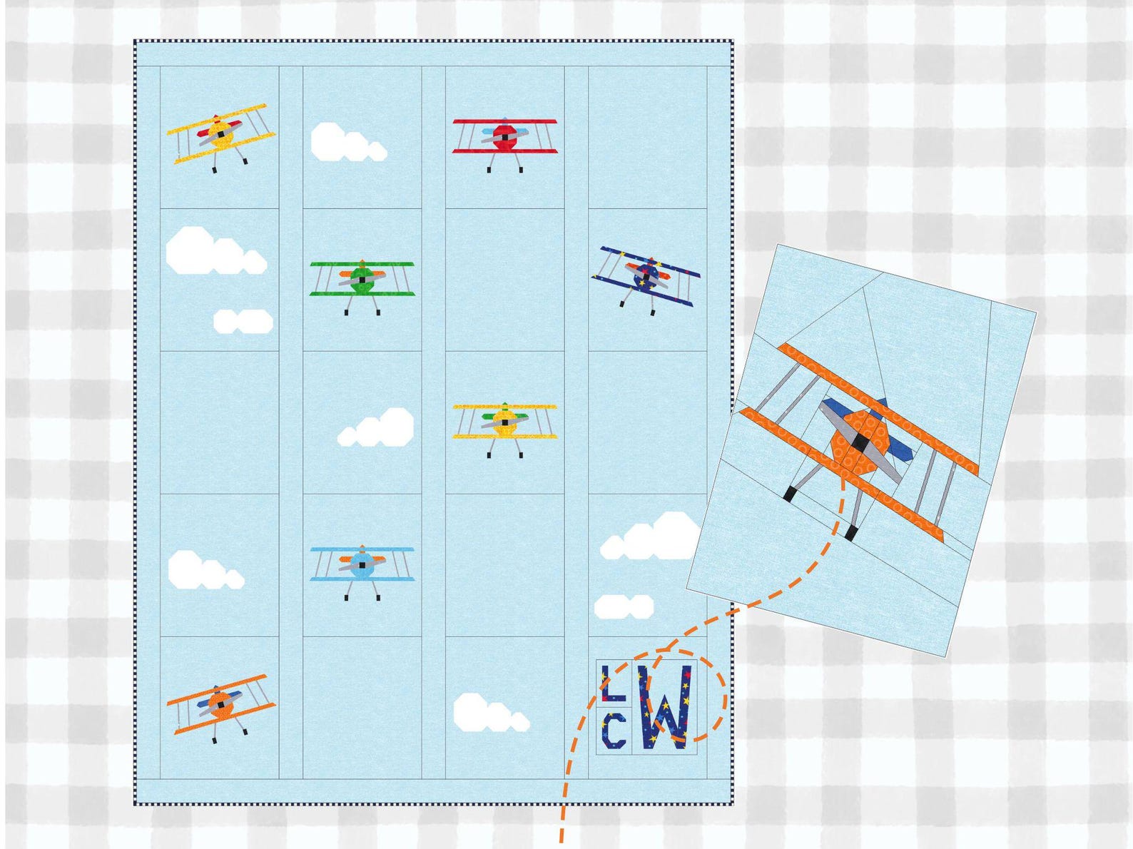 Biplane Blitz Airshow FPP & Quilt Pattern | Foundation Paper Piecing ...