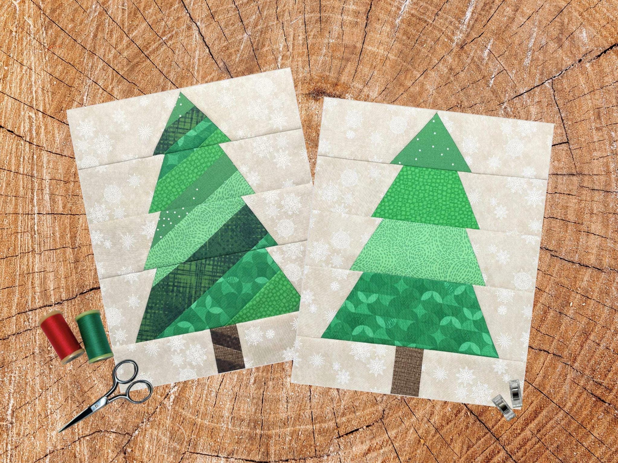Pine Tree FPP Pattern | 2 Designs | Foundation Paper Pieced Quilt Block ...