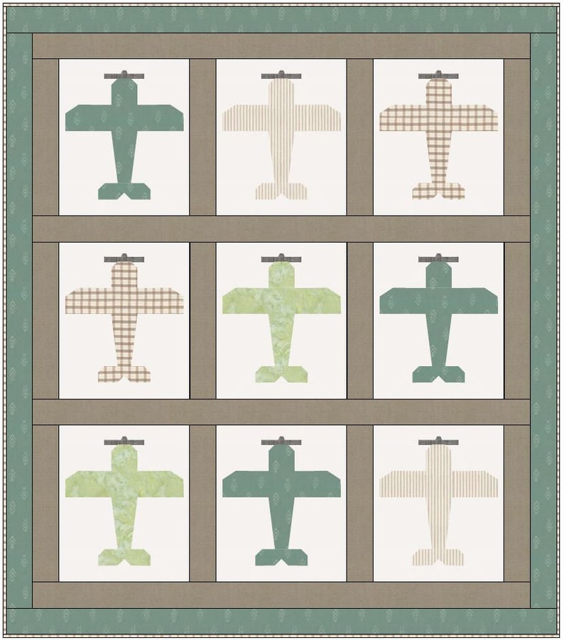 Biplane Blitz FPP & Quilt Pattern | Finished Size: 42"x48" | Foundation ...