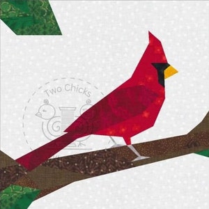 Northern Cardinal FPP Pattern | Foundation Paper Piecing Pattern 10"x10" Block | Bird Quilt ...