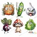 Cartoon Veggies, Clipart Cute Angry Vegetable Transparent Images Bundle ...