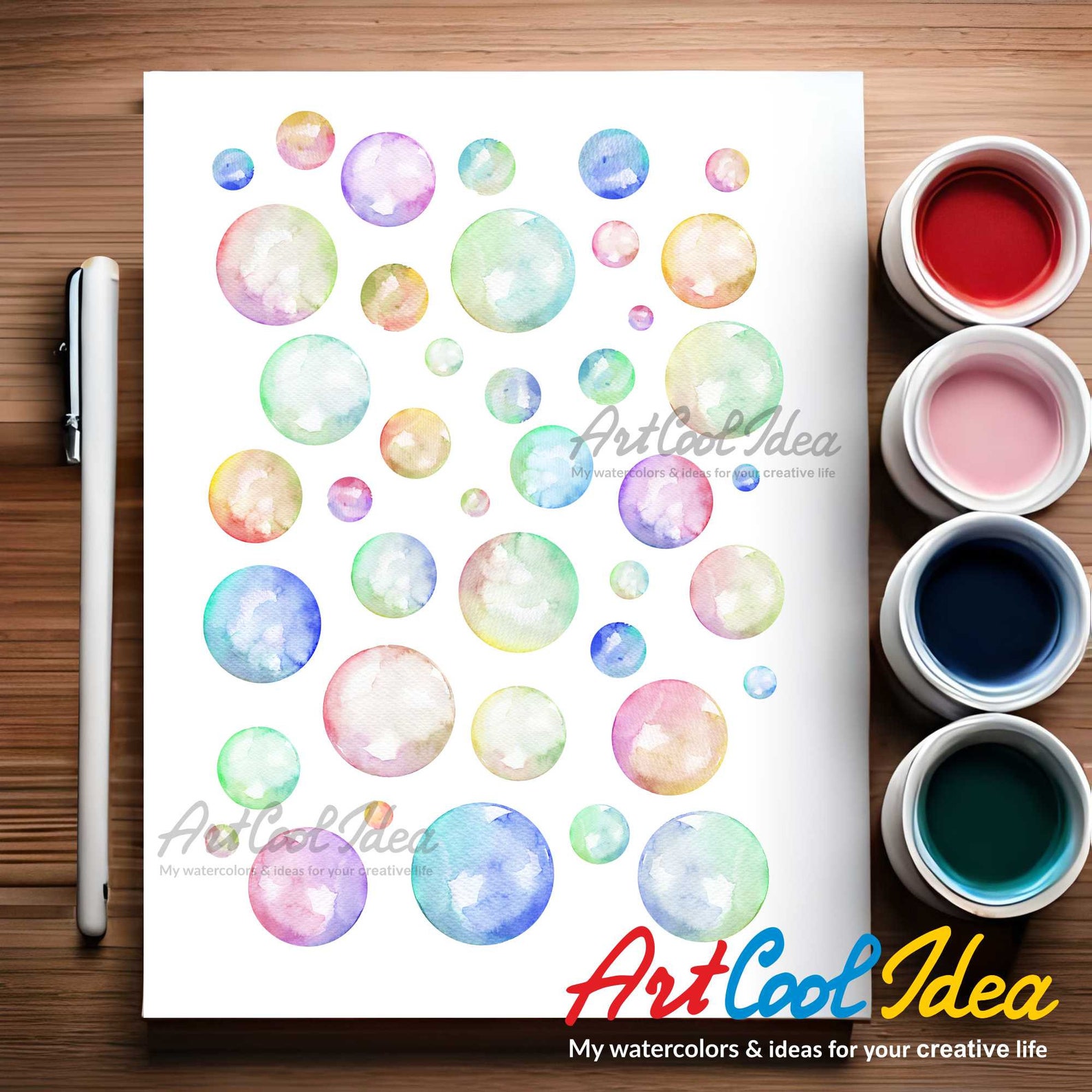 Bubble Watercolor Clipart Set, Soap Bubbles, Digital Paper ...