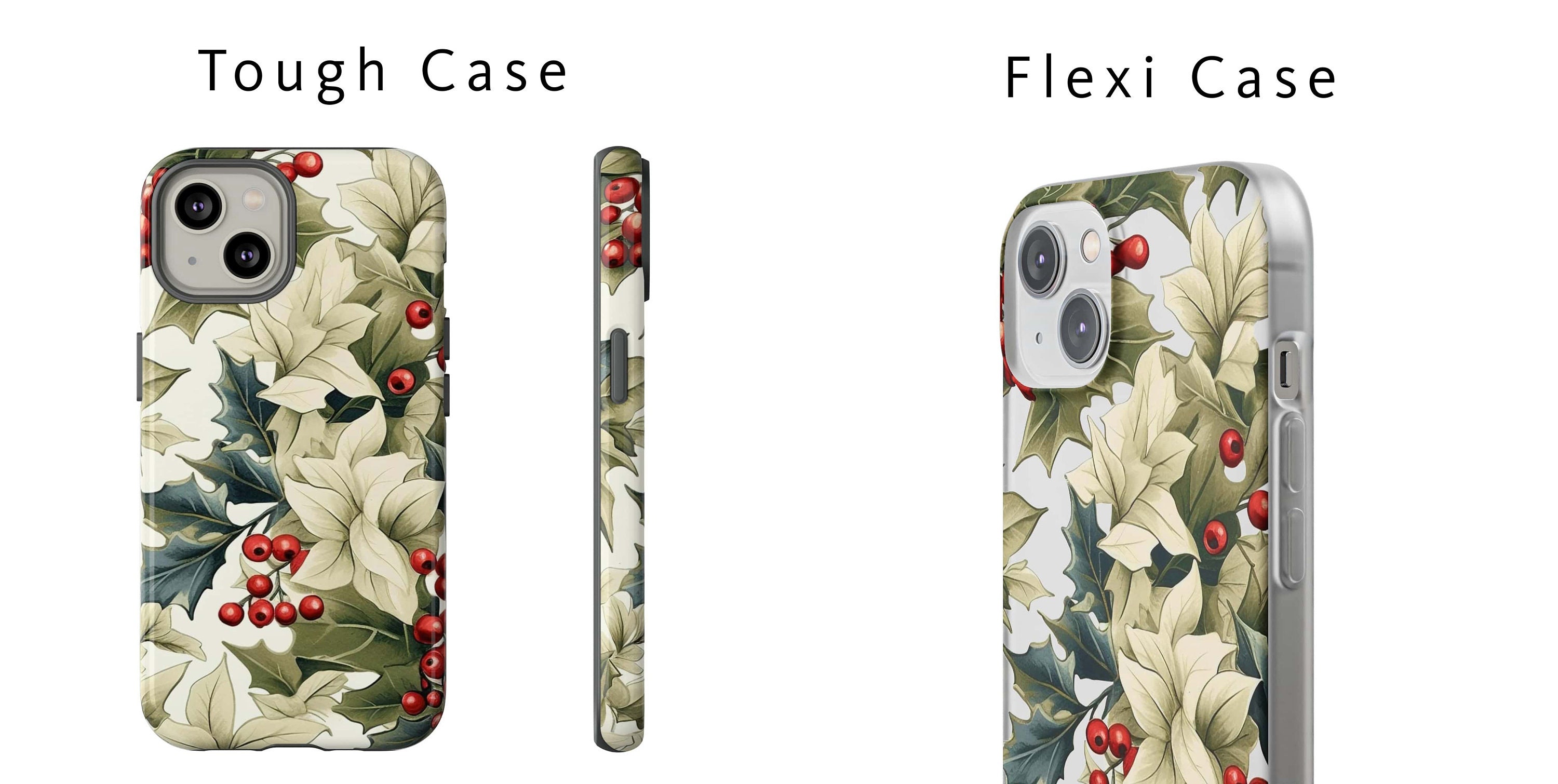 Personalized Xmas Phone Case Holiday Holly Phone Case, Custom Winter ...