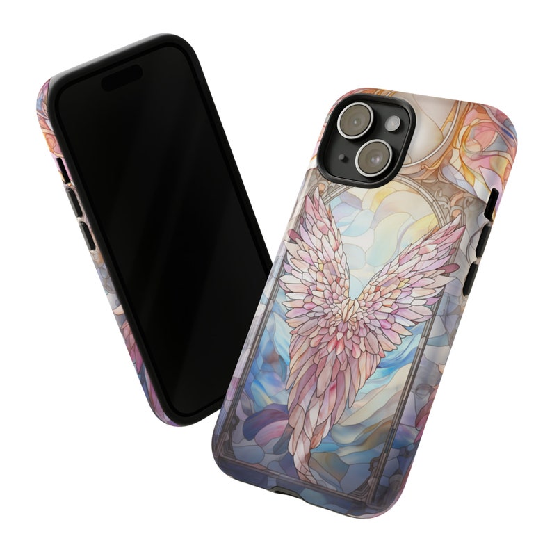Stained Glass Angel Wings Phone Case, Aesthetic Phone Cover for iPhone ...