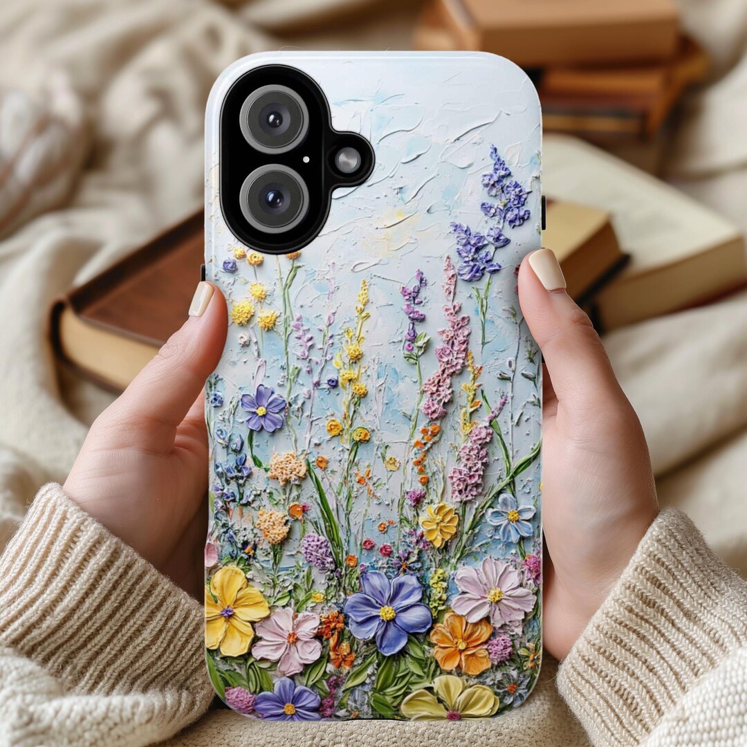 Pastel Flowers Art Wildflower Phone Case, Delicate Floral Meadow Design ...