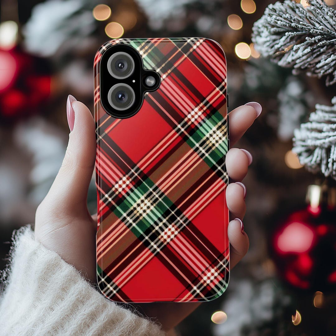 Christmas Plaid Xmas Phone Case Holiday Holly Phone Case, Custom Winter ...
