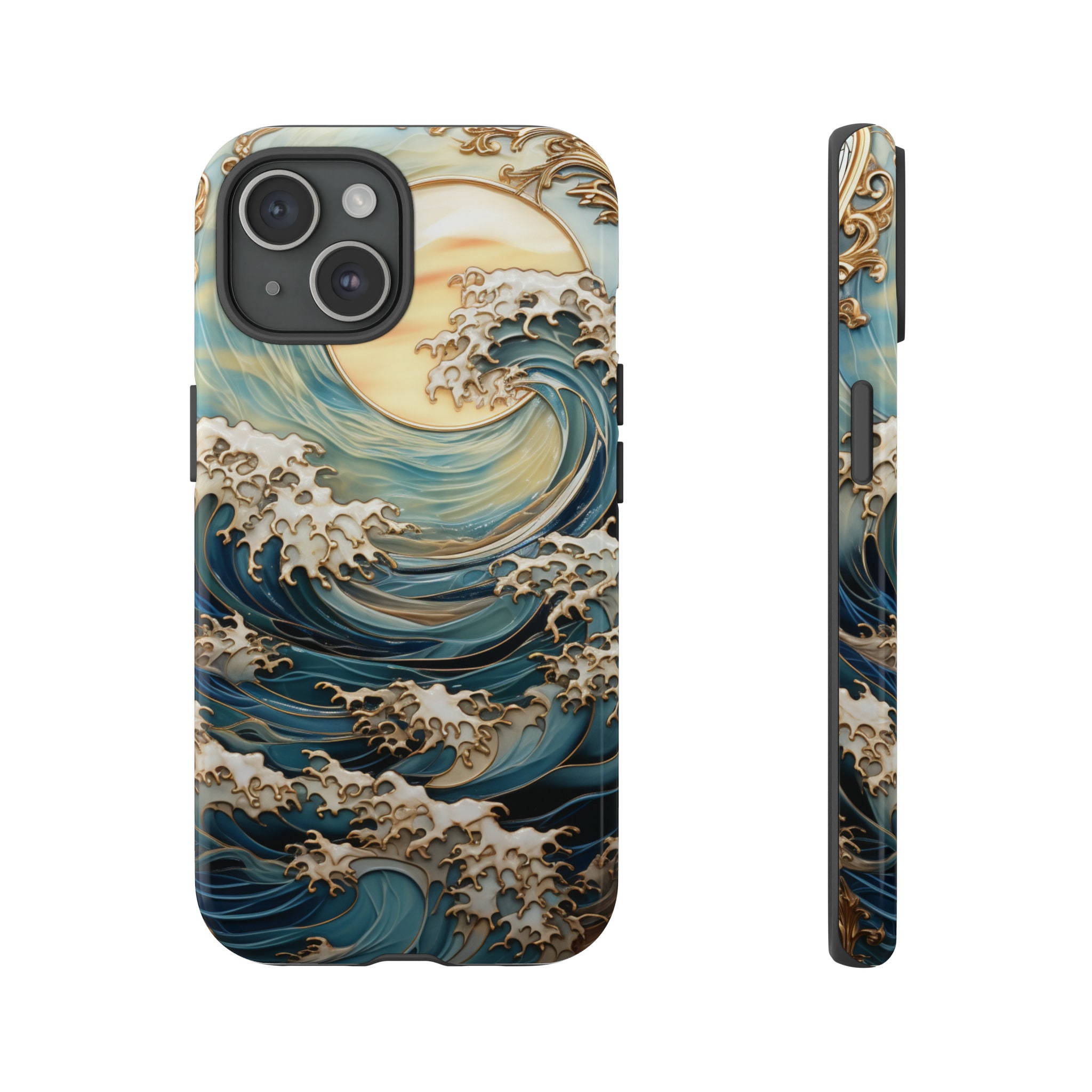 Ocean Waves & Sun Rays Stained Glass Design Illusion Print Tough Phone ...