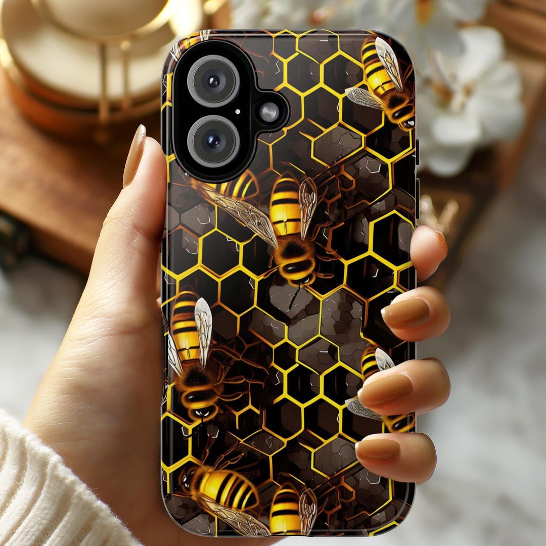 Bumble Bee Phone Case, Honeycomb Bees Phone Cover, Honey Bee Case for ...