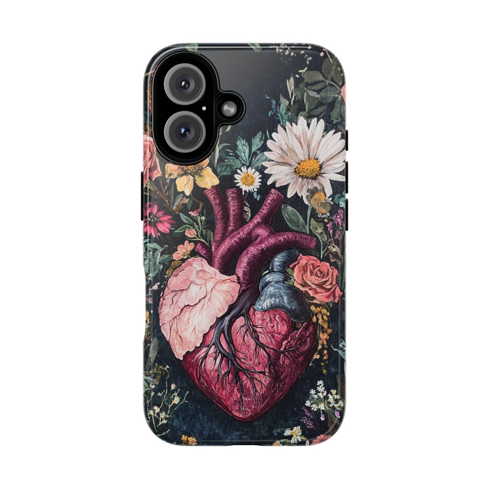 Watercolor Floral Anatomy Heart Phone Case, Anatomical Art Design ...