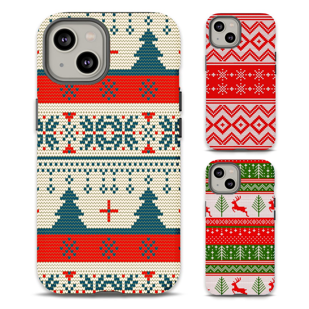 Christmas Sweater Knitting iPhone Case, Winter Xmas Knitted Pattern ...