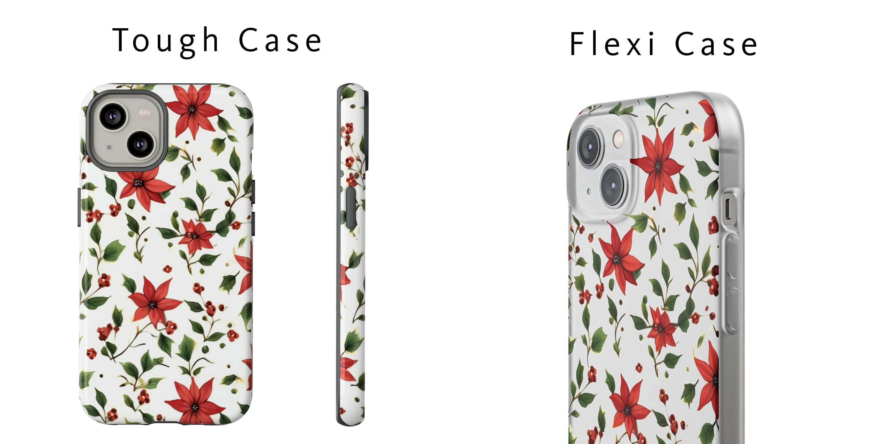 Personalized Xmas Phone Case Holiday Holly Phone Case, Custom Winter ...