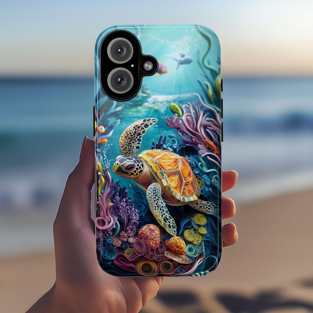 Colorful Sea Turtle Phone Case, Marine Life Design, Vibrant Ocean Art ...