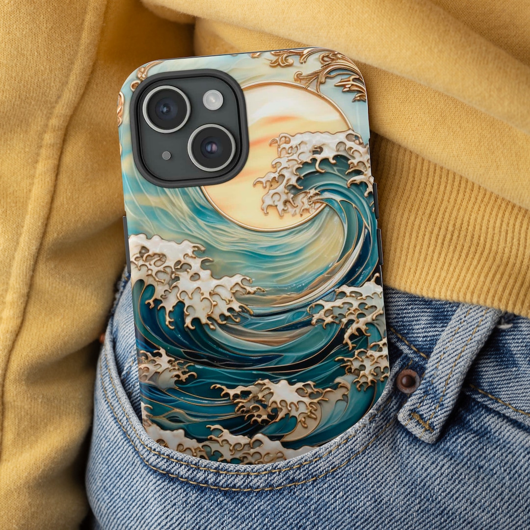 Ocean Waves & Sun Rays Stained Glass Design Illusion Print Tough Phone ...