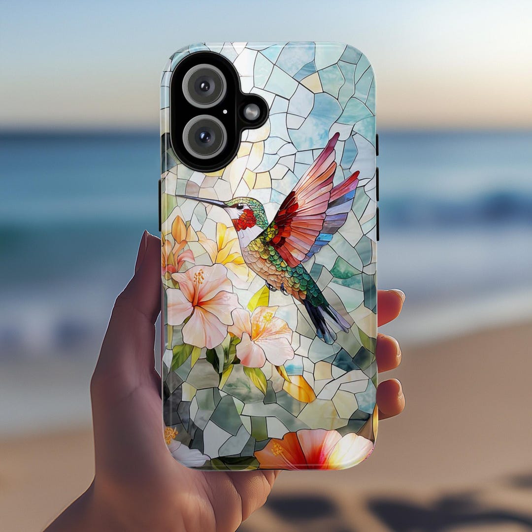 Stained Glass Mosaic Hummingbird Phone Case | Colorful Tropical Floral ...