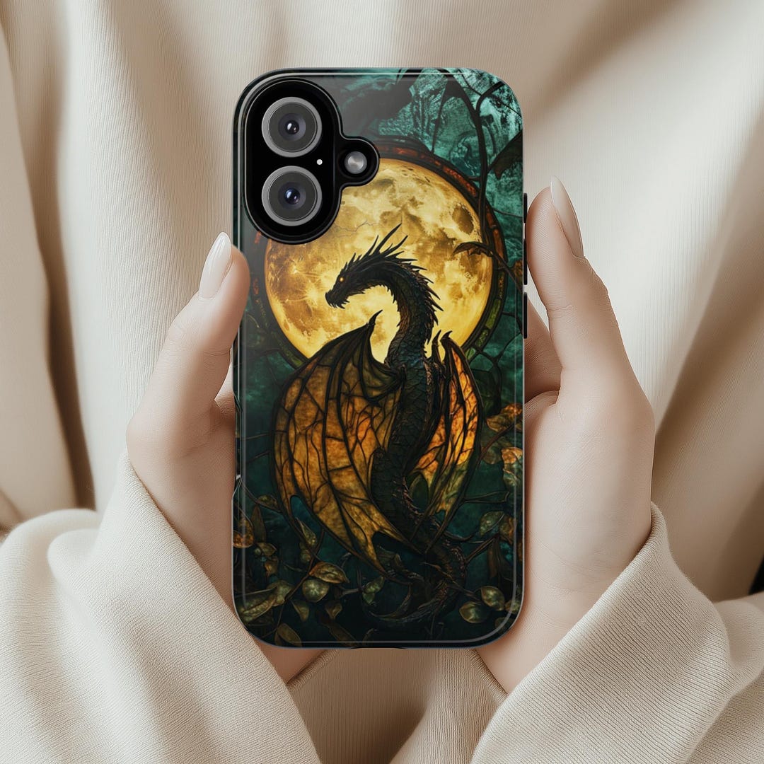 Mystical Dragon Stained Glass Phone Case, Gothic Cell Phone Cover for ...