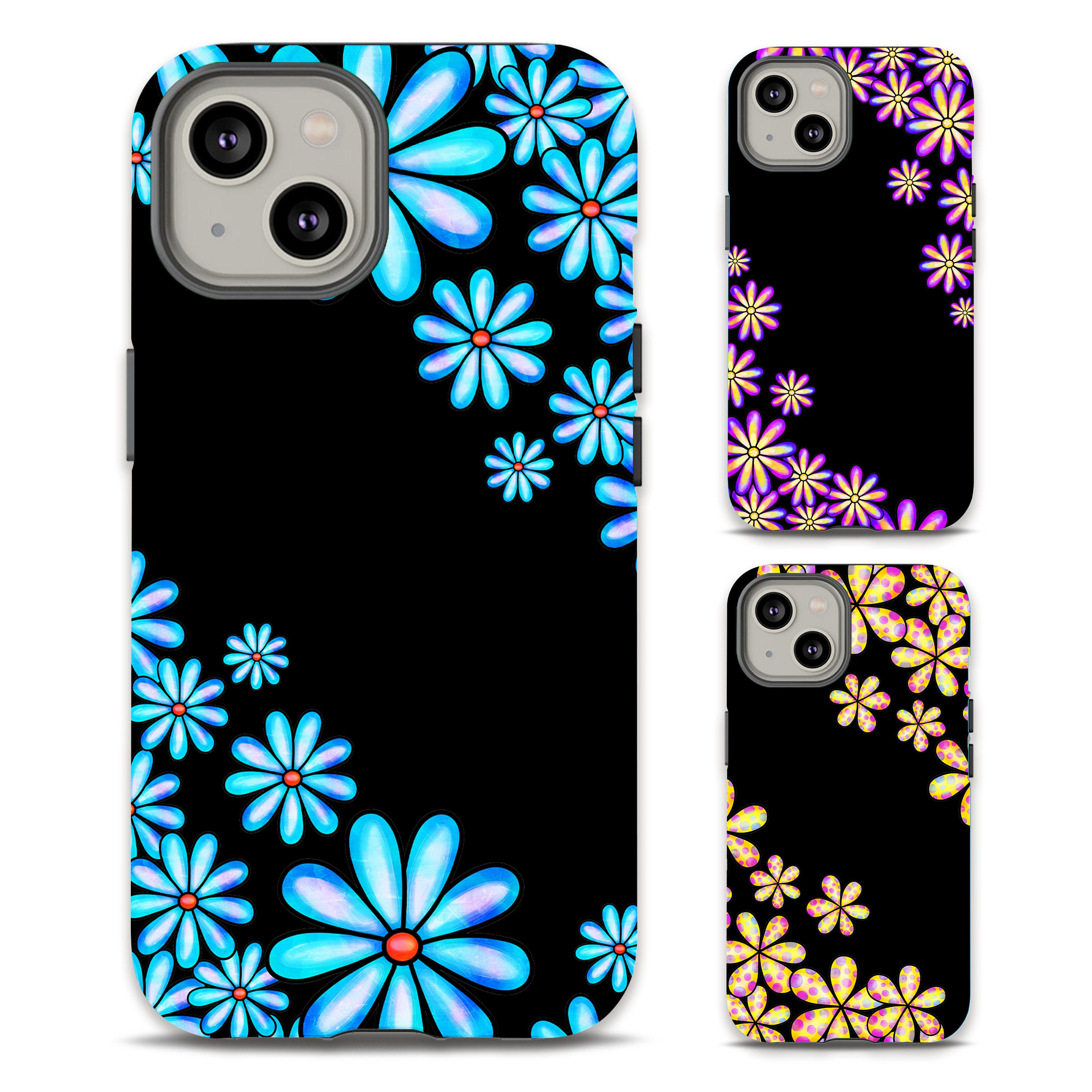 Retro Groovy Watercolor Flowers Phone Case, Spring Floral Aesthetic ...