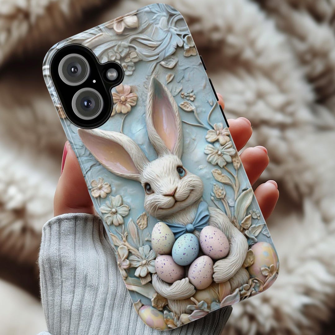 Easter Bunny & Egges 3D Style Phone Case, Spring Design Cute Pastel ...
