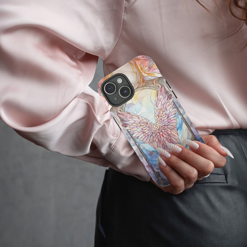 Stained Glass Angel Wings Phone Case, Aesthetic Phone Cover for iPhone ...