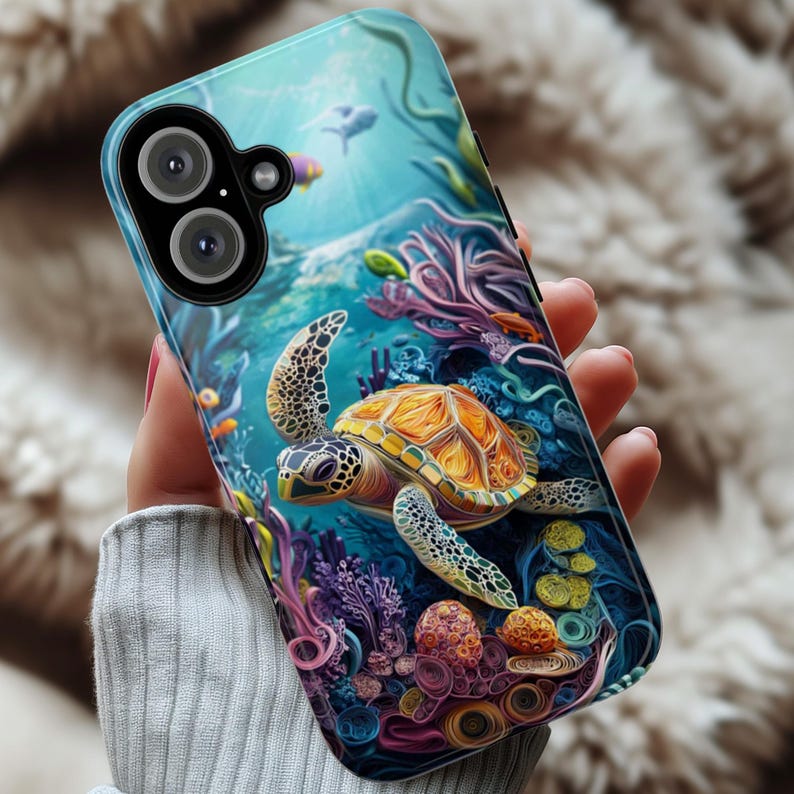 Colorful Sea Turtle Phone Case, Marine Life Design, Vibrant Ocean Art ...