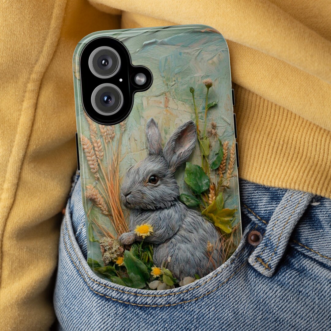 Spring Bunny Phone Case, 3D Floral Design, Easter-inspired Phone Case ...