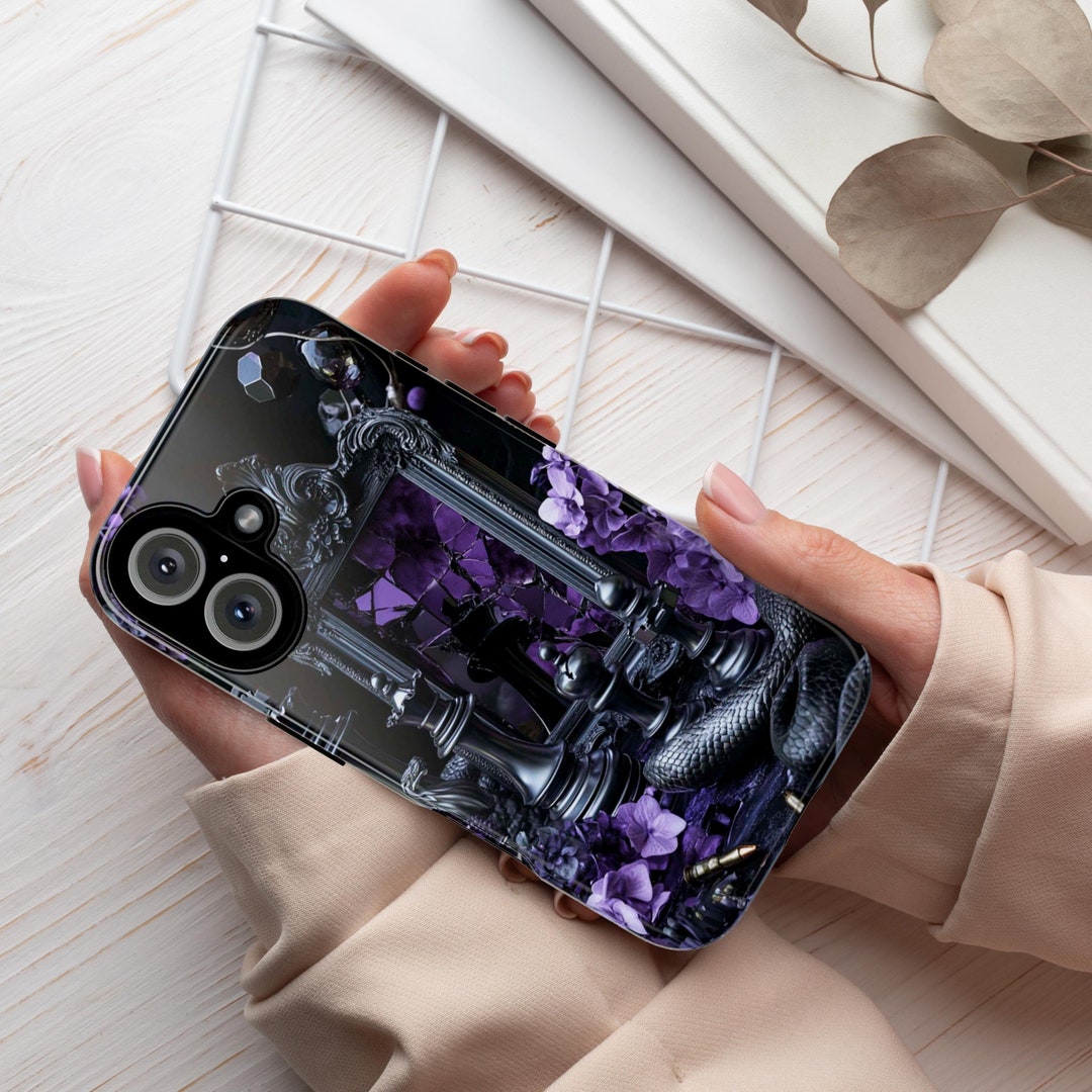 Gothic Dark Chess Hydrangea Floral in the Mirror Phone Case, Chess ...