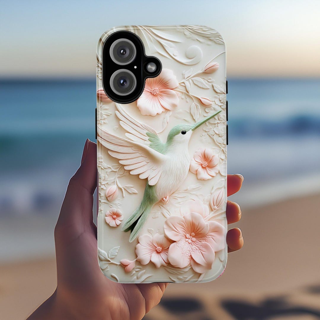 Cozy Hummingbird & Floral Blossom Phone Case, Spring 3D Flower Design ...