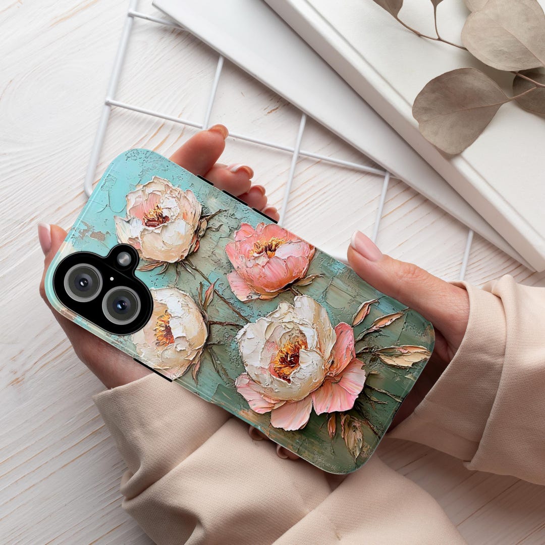 Pastel Flowers Art Phone Case, Hand-painted Floral Design, Romantic ...
