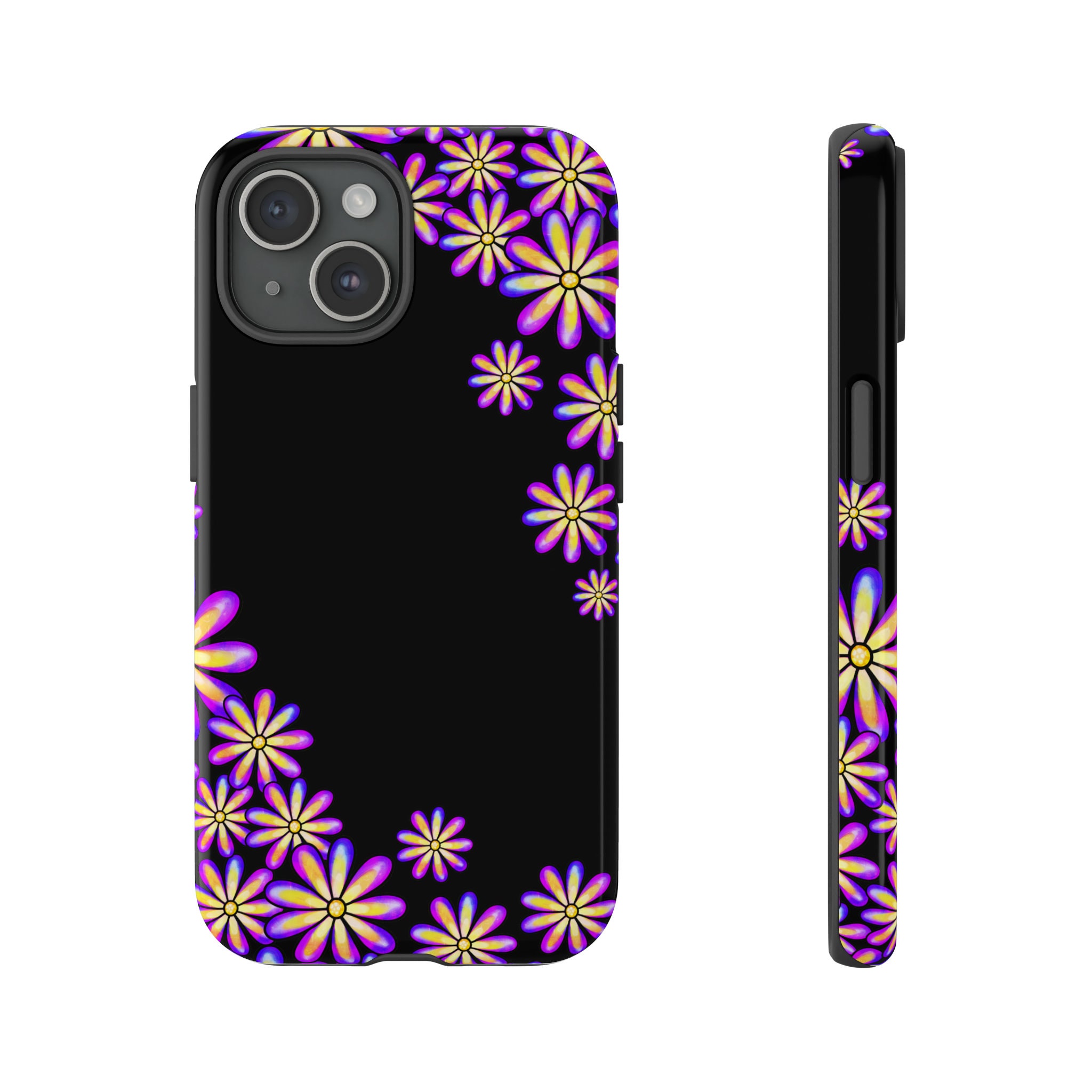 Retro Groovy Watercolor Flowers Phone Case, Spring Floral Aesthetic ...