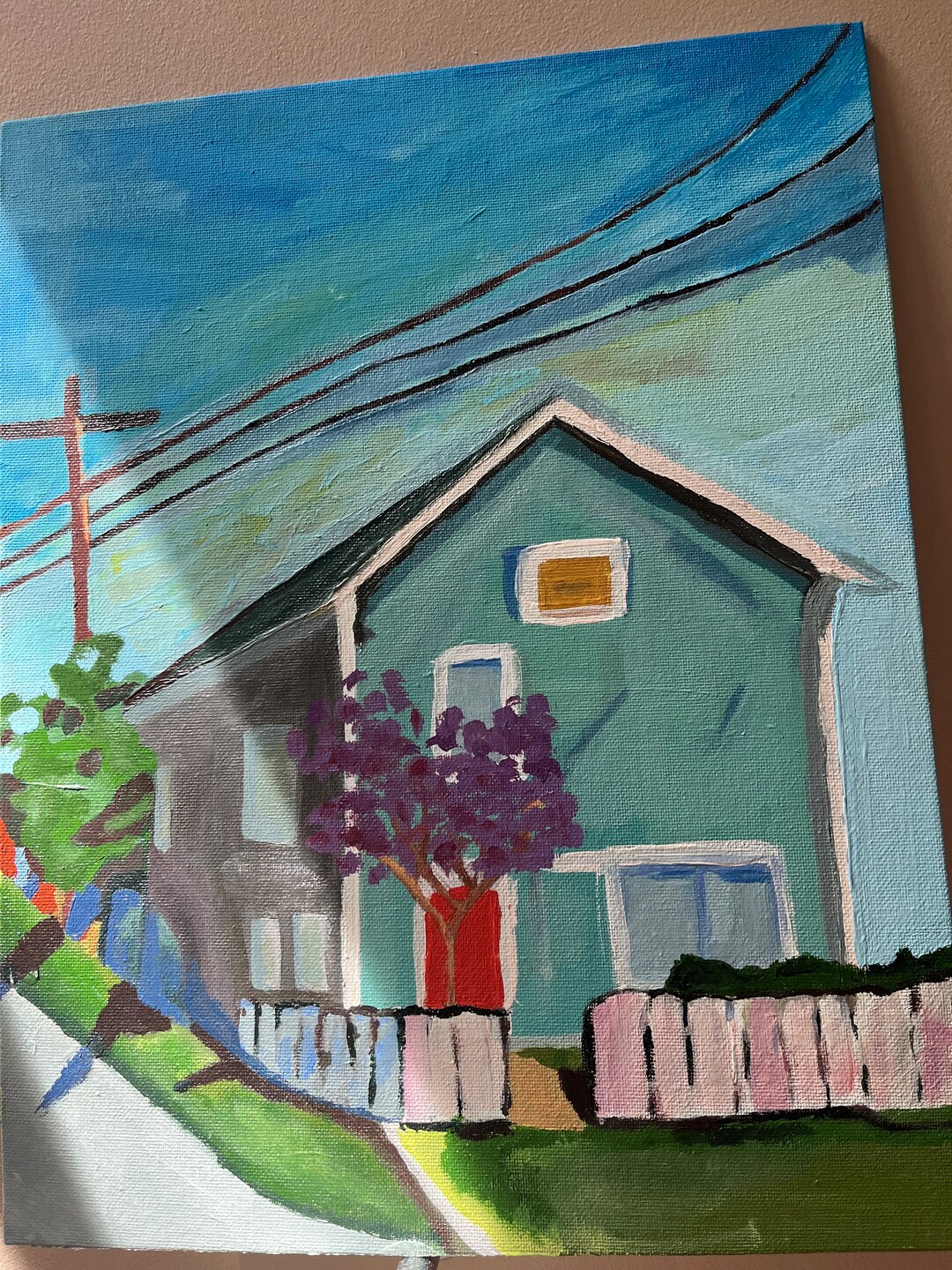 Original Acrylic on Canvas "blue House" Painting - Etsy