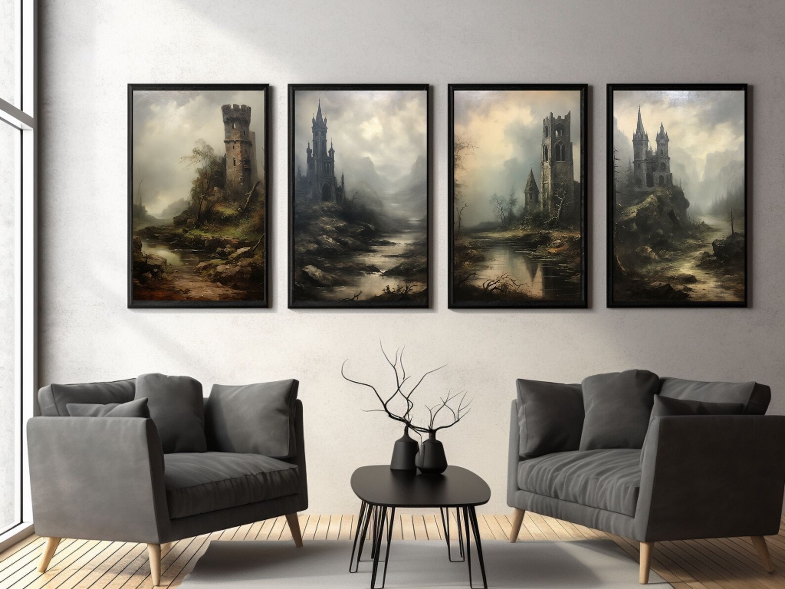 12 Vintage Dark Romanticism Oil Painting Wall Art Bundle, Gothic ...