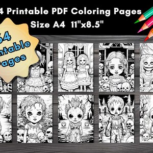 64 Creepy Dolls Printable Coloring Book Trippy Scary Creepy Dolls ...