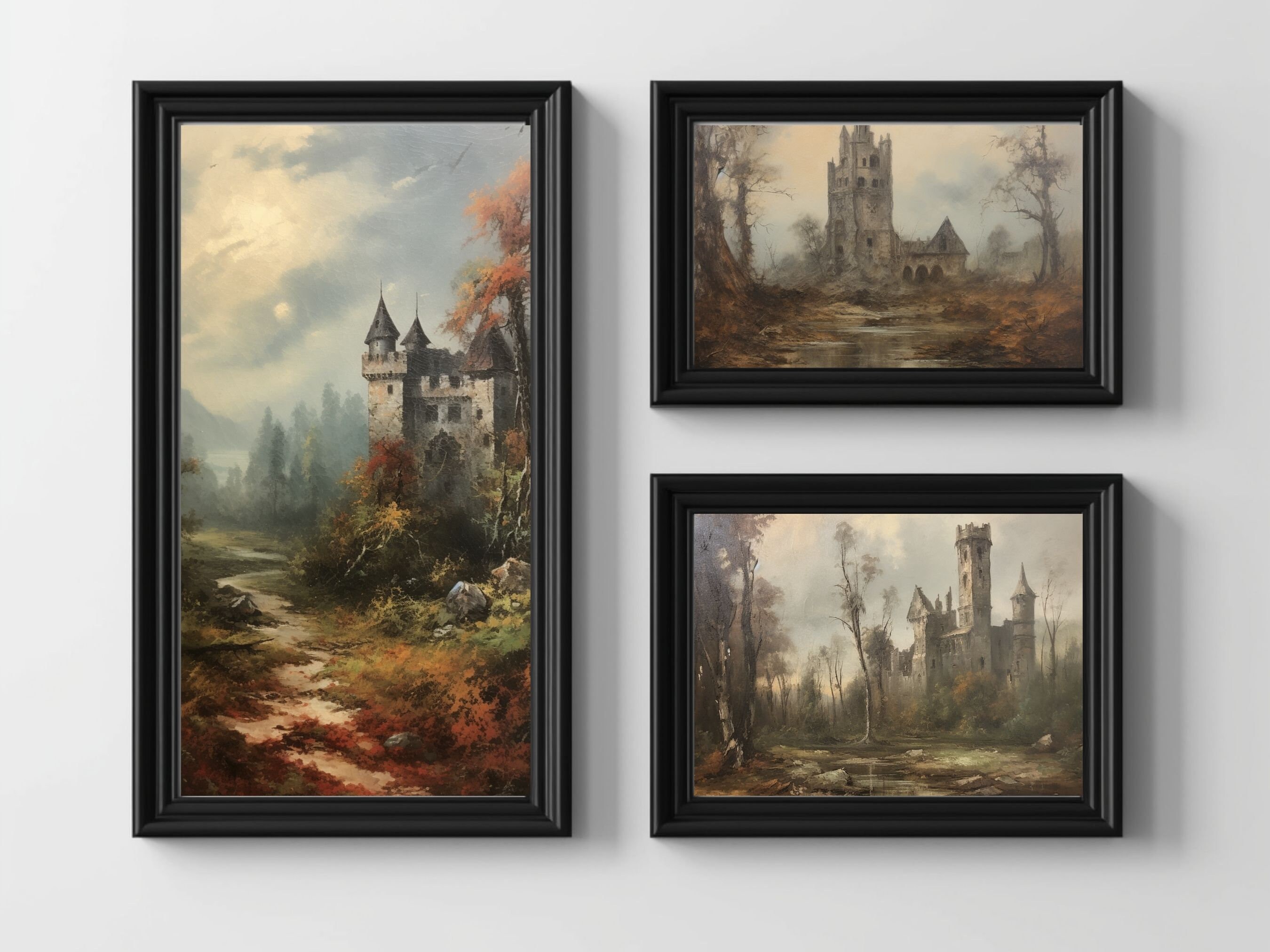 12 Vintage Dark Romanticism Oil Painting Wall Art Bundle, Gothic ...