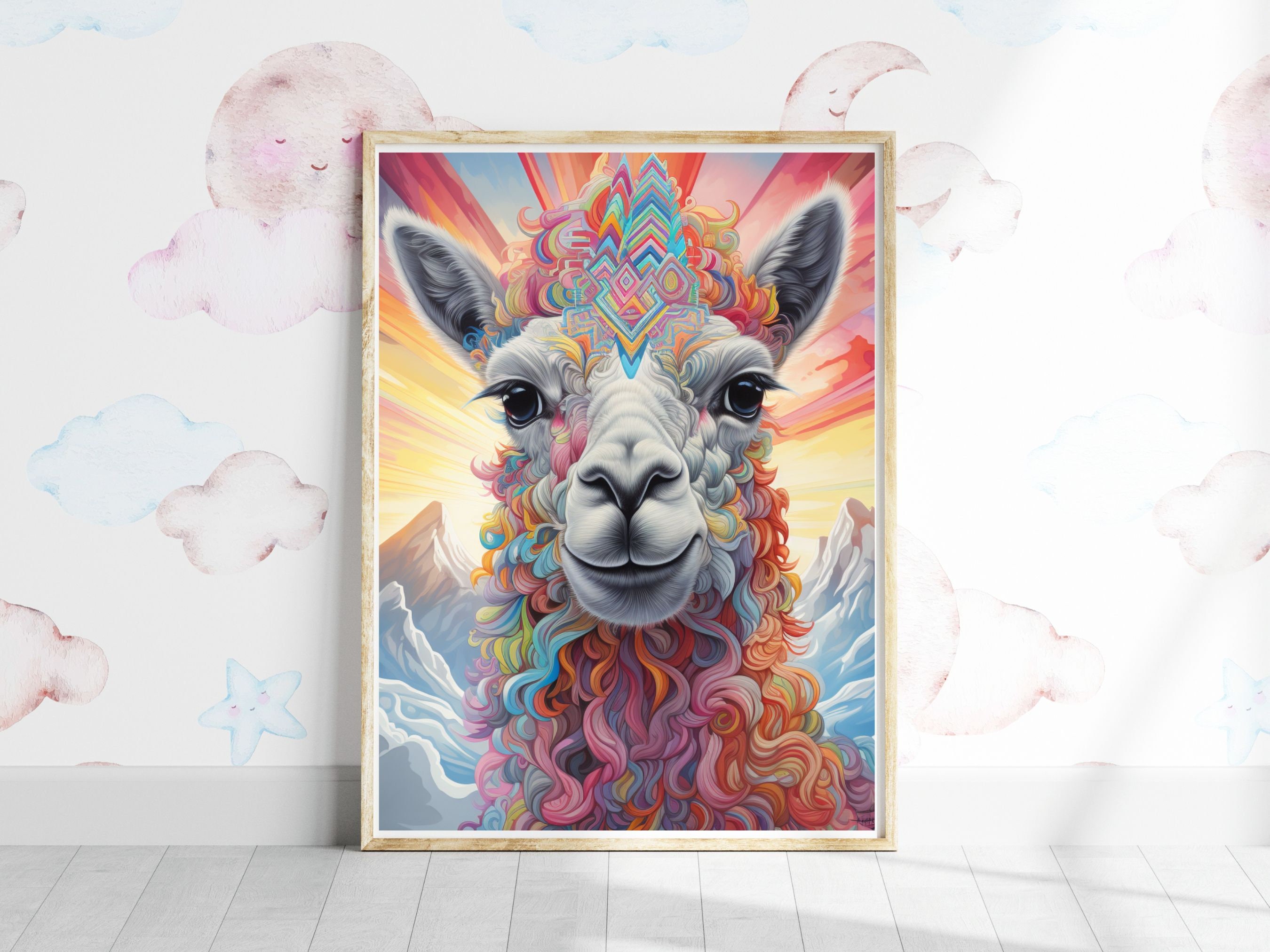 15 Rainbow Llama Dream Land Art Print Bundle | Digital Art | Printable ...