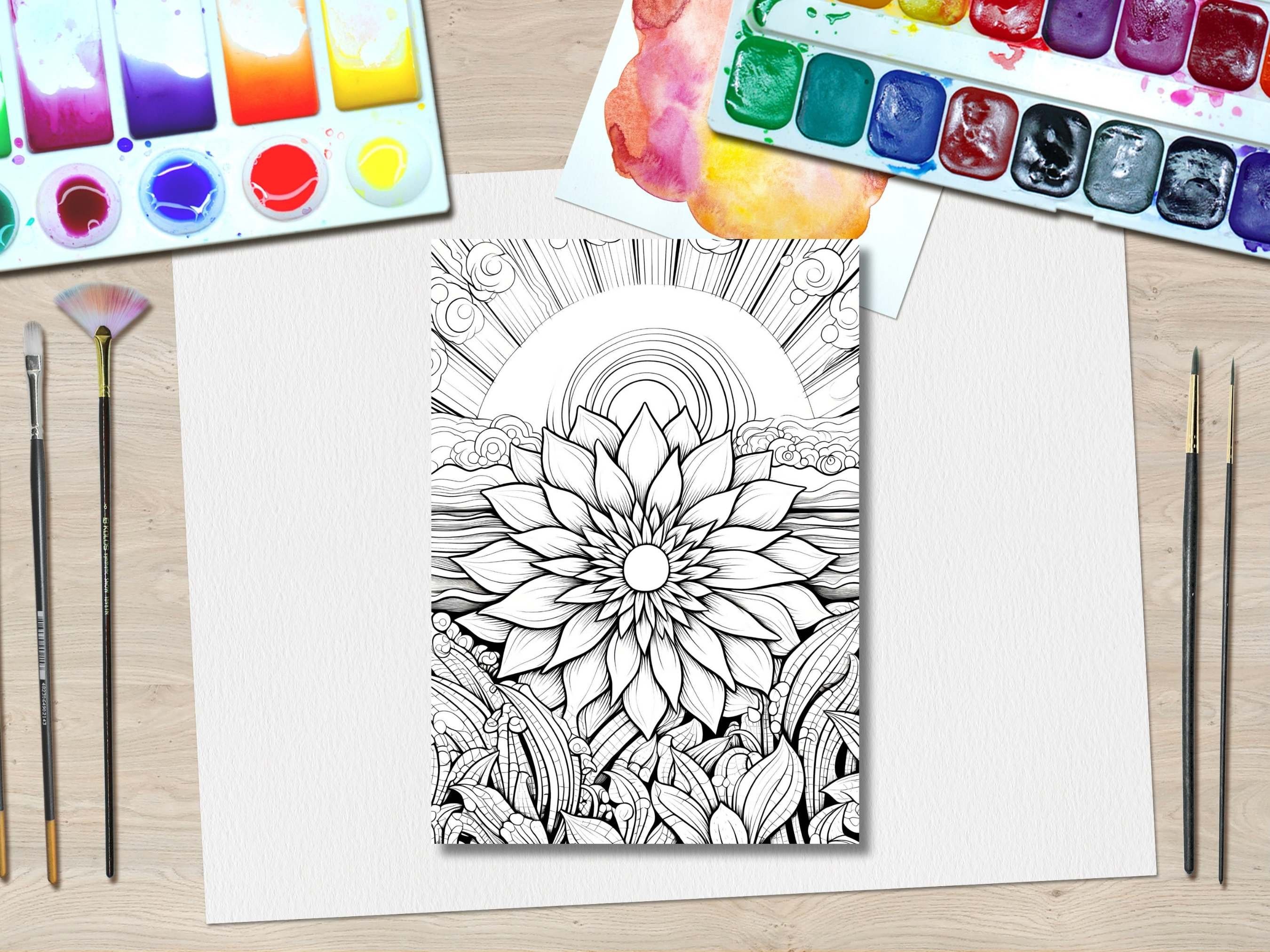 71 Shoreline Mandala Printable Coloring Book Pages Beach Sunset Sun ...
