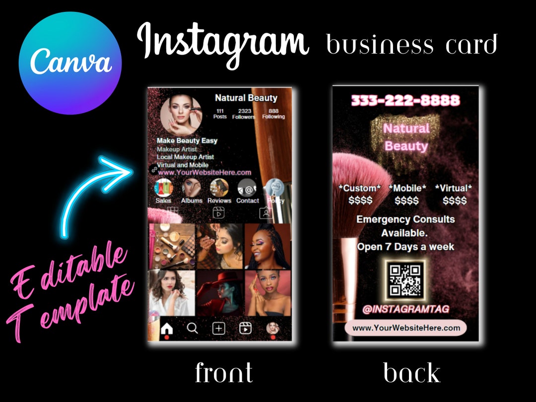 Instagram Influencer Business Card, Makeup Artist Business Card ...