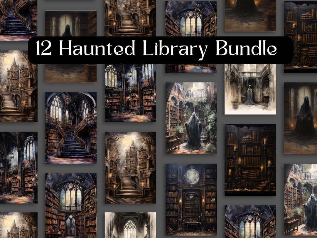 12 Haunted Library Wall Art Bundle, Halloween Wall Art, Ghost, Spooky ...