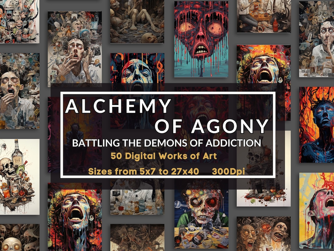Alchemy of Agony Addiction 50 Digital Wall Art Bundle, Battling Demons ...